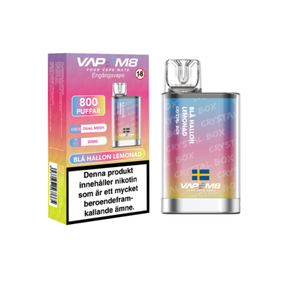 VM8 Crystal Box Blå Hallon Lemonad 20mg - Engångsvape | E-CIGGBOLAGET